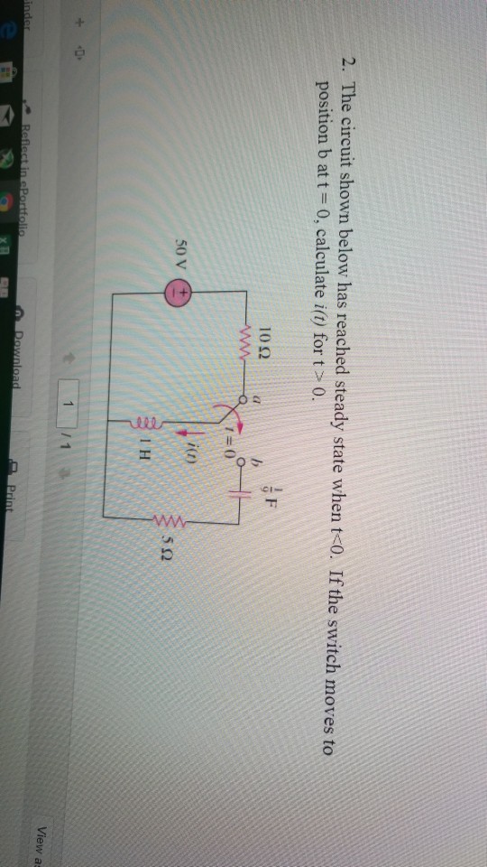 Solved The circuit shown below has reached steady state when | Chegg.com