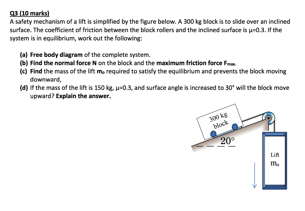 Solved 03 (10 marks) A safety mechanism of a lift is | Chegg.com