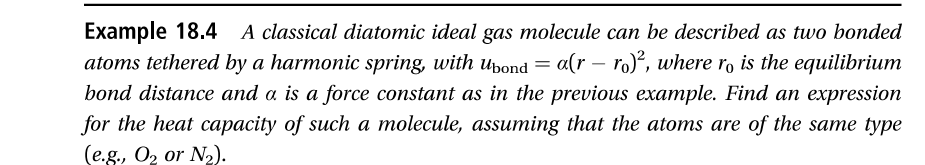 Solved Example 18.4 ﻿A classical diatomic ideal gas molecule | Chegg.com