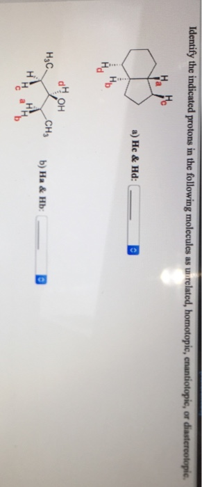 Solved identify the indicated protons in the following | Chegg.com