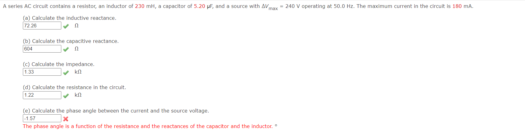 Solved (a) Calculate the inductive reactance. Ω (b) | Chegg.com