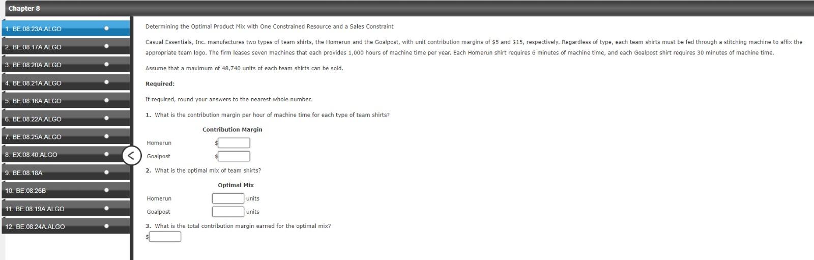 Solved Determining the Optimal Product Mix with One | Chegg.com
