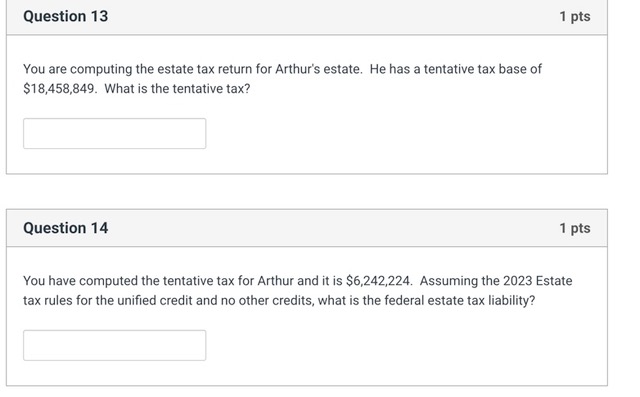 You are computing the estate tax return for Arthur's | Chegg.com