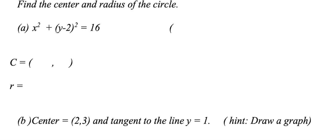 Solved Find the center and radius of the circle. (a) x + | Chegg.com