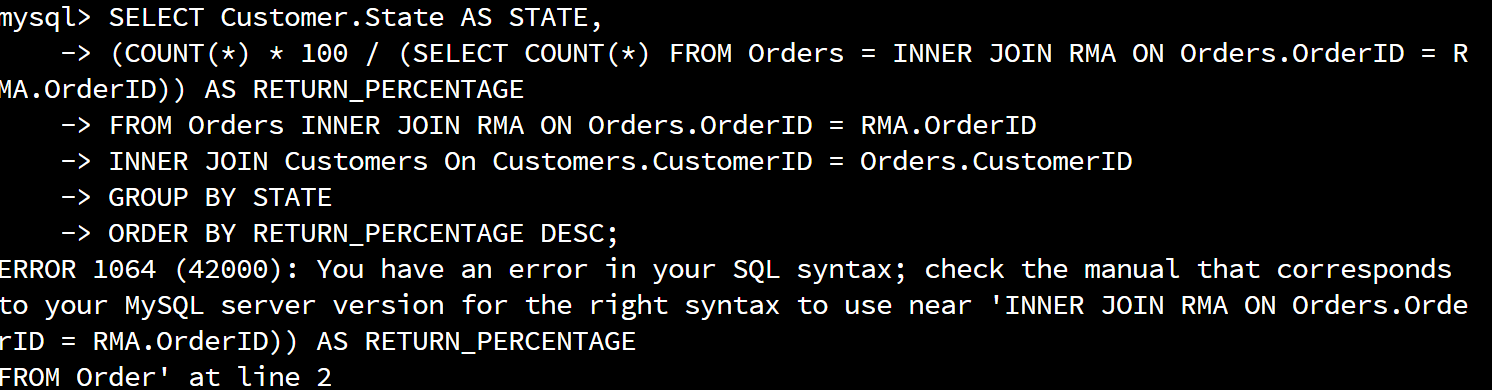 Solved mysql I do not know which one is incorrect, please | Chegg.com