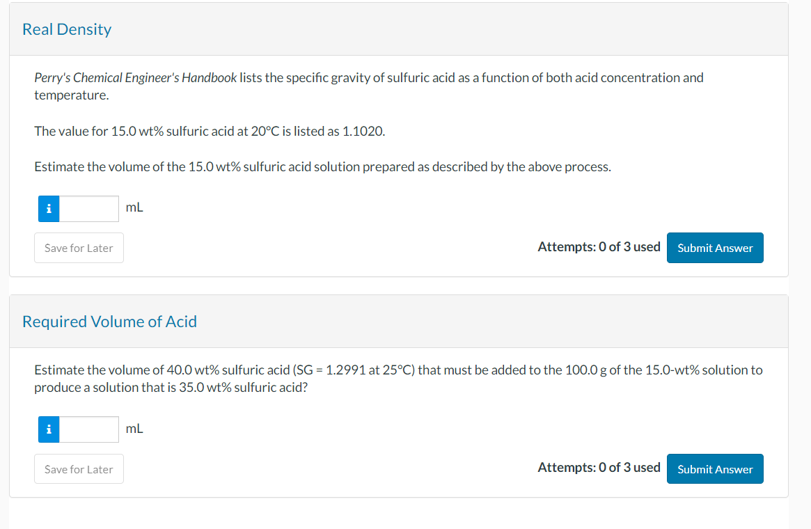Solved Volume Additivity From the component specific | Chegg.com