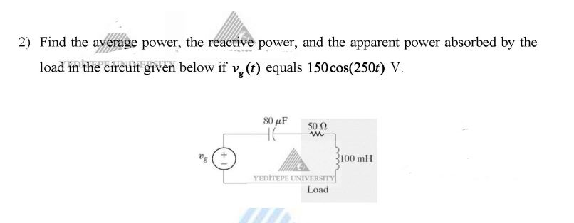 Solved Find the average power, the reactive power, and the | Chegg.com