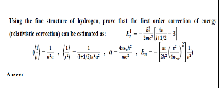 Q5 Calculate The Second Order Energy Correction