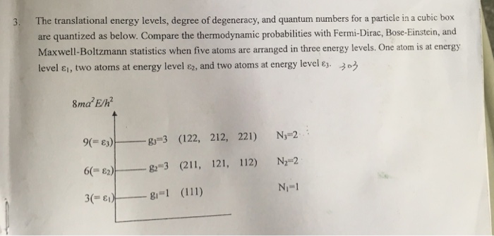 Solved 3. The translational energy levels, degree of | Chegg.com