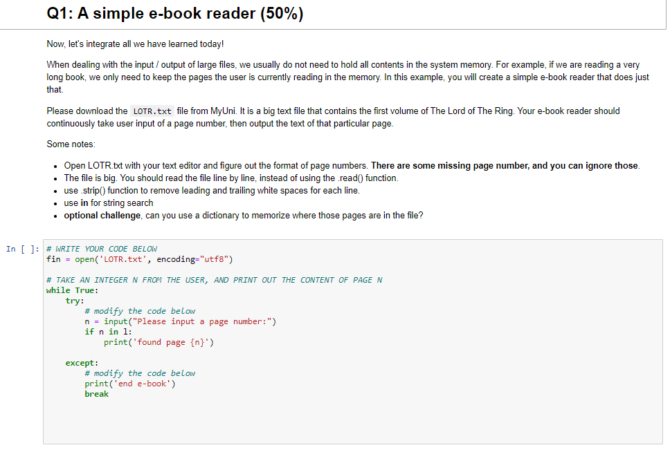 Solved Q1: A simple e-book reader (50%) Now, let's integrate | Chegg.com
