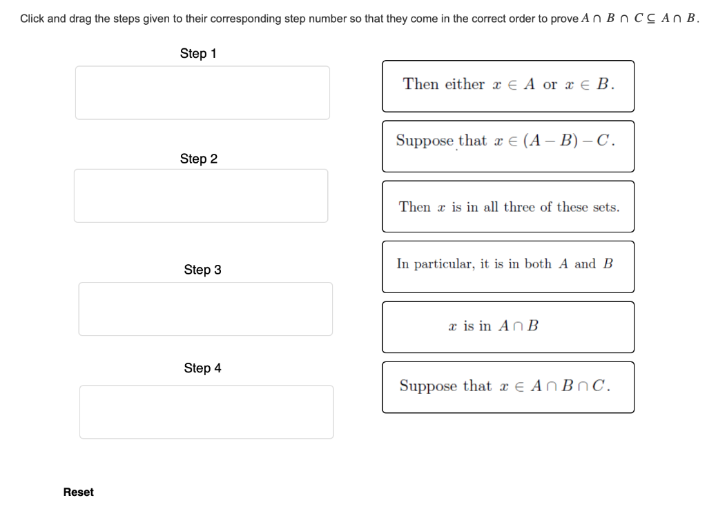 Solved Click and drag the steps given to their corresponding | Chegg.com