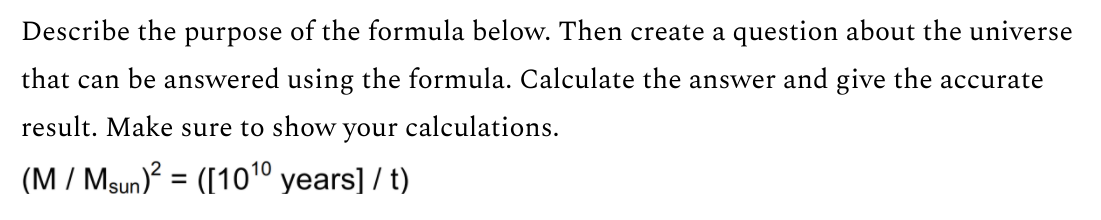 Solved Describe the purpose of the formula below. Then | Chegg.com