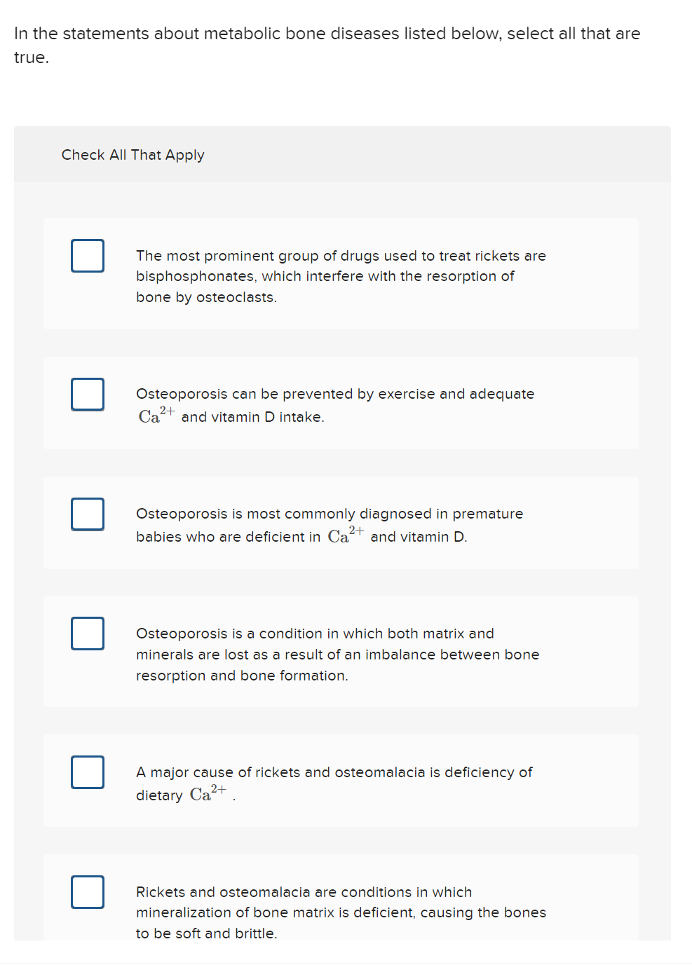 Solved In the statements about metabolic bone diseases | Chegg.com