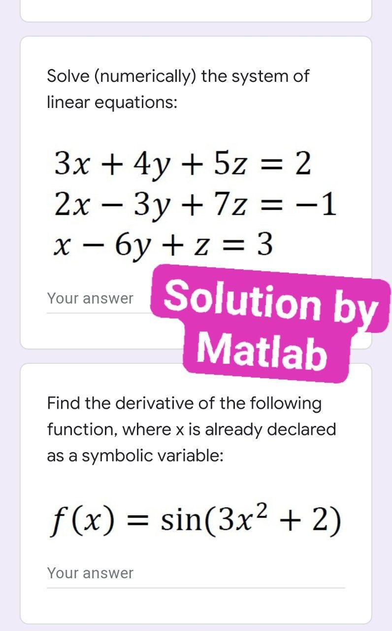 Solved Solve (numerically) the system of linear equations: | Chegg.com