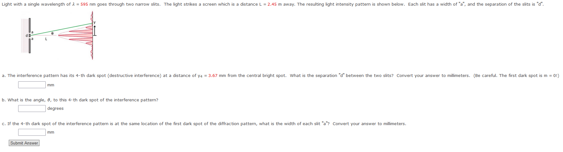 Solved mmb. ﻿What is the angle, θ, ﻿to this 4 -th dark spot | Chegg.com