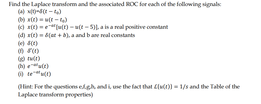 Solved Find the Laplace transform and the associated ROC for | Chegg.com