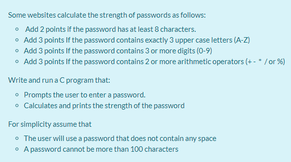Solved Some websites calculate the strength of passwords as | Chegg.com
