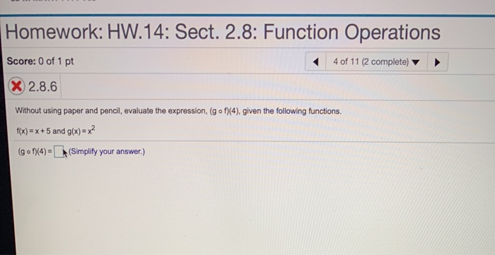 Solved Homework: HW.14: Sect. 2.8: Function Operations | Chegg.com