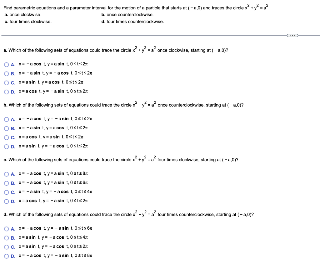 Solved Find parametric equations and a parameter interval | Chegg.com