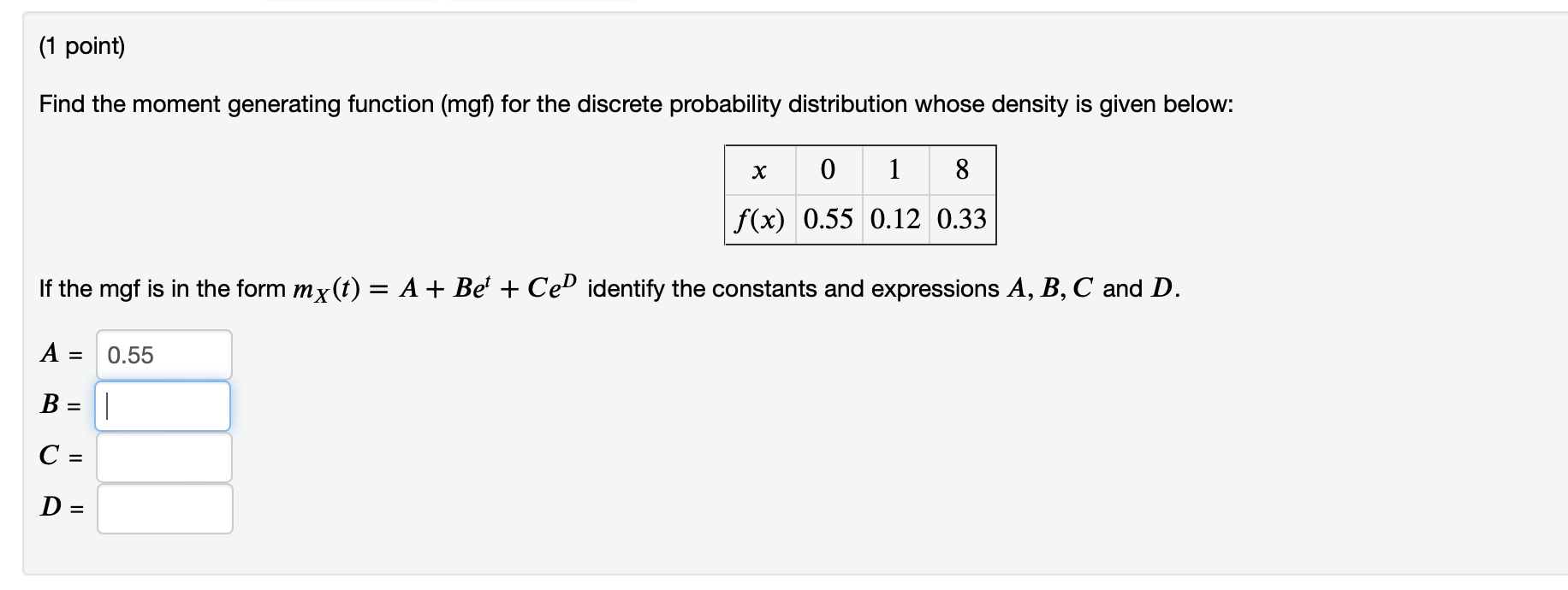 Solved 1 Point Find The Moment Generating Function Mgf