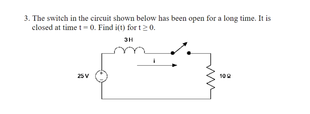 Solved The switch in the circuit shown below has been open | Chegg.com