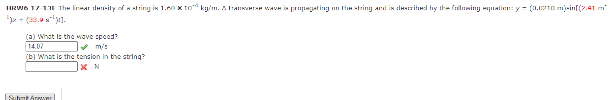 Solved HRW6 17-13E The linear density of a string is | Chegg.com