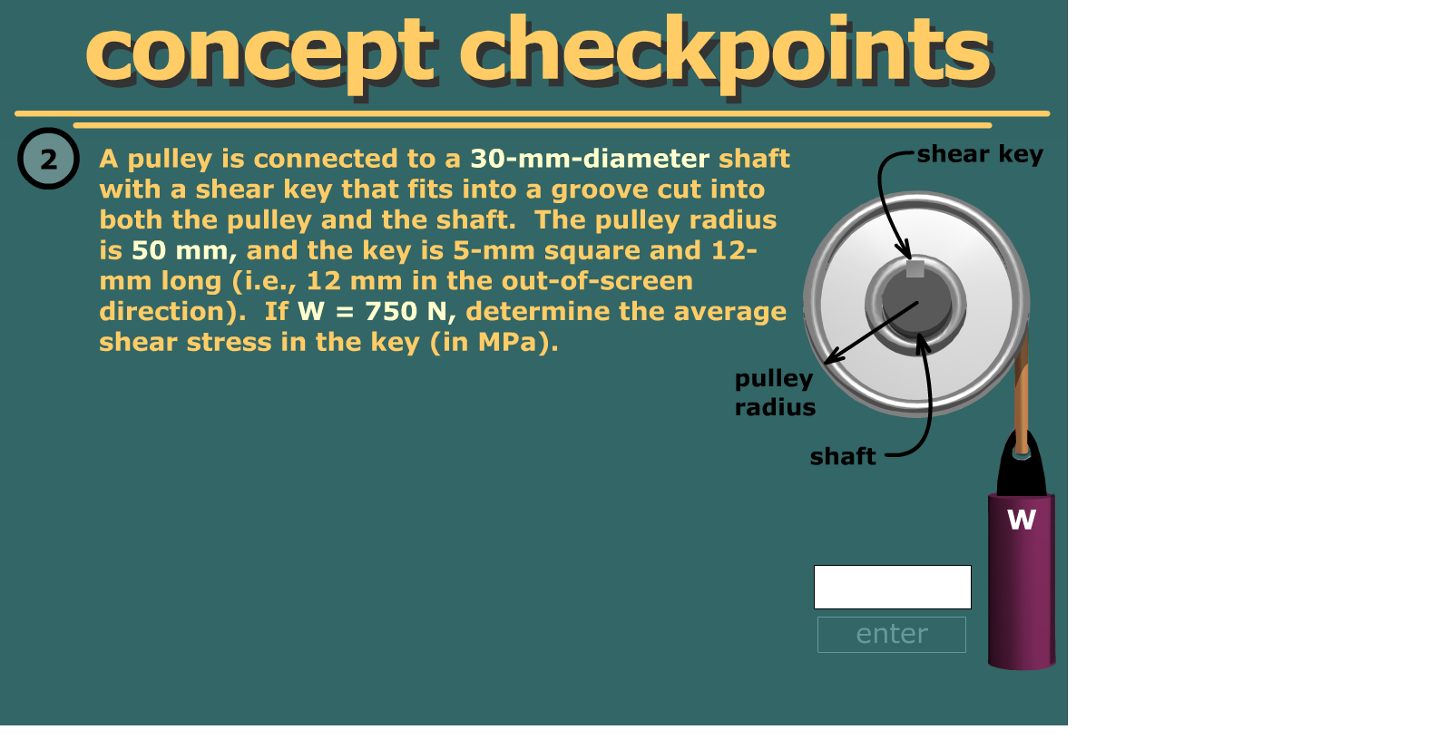 Solved concept checkpoints 2 shear key A pulley is connected | Chegg.com