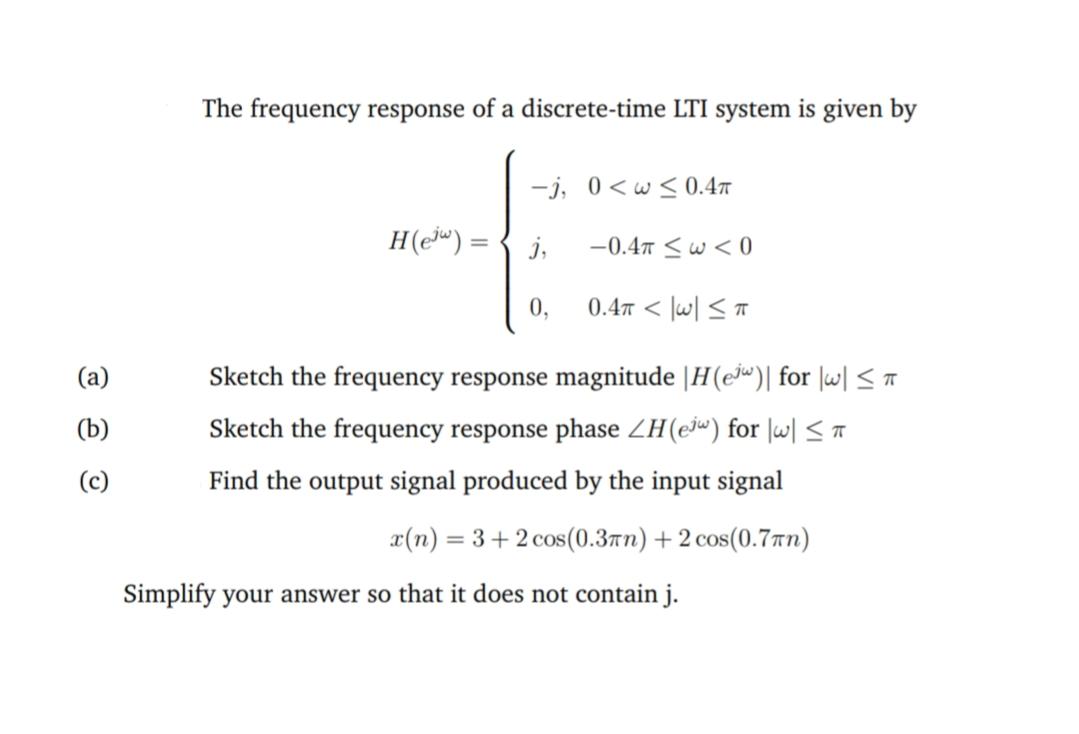 Solved The frequency response of a discrete-time LTI system | Chegg.com