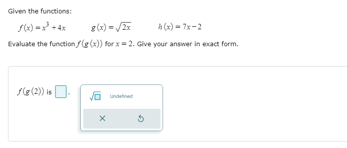 Solved Given the functions: f(x)=x3+4xg(x)=2xh(x)=7x−2 | Chegg.com