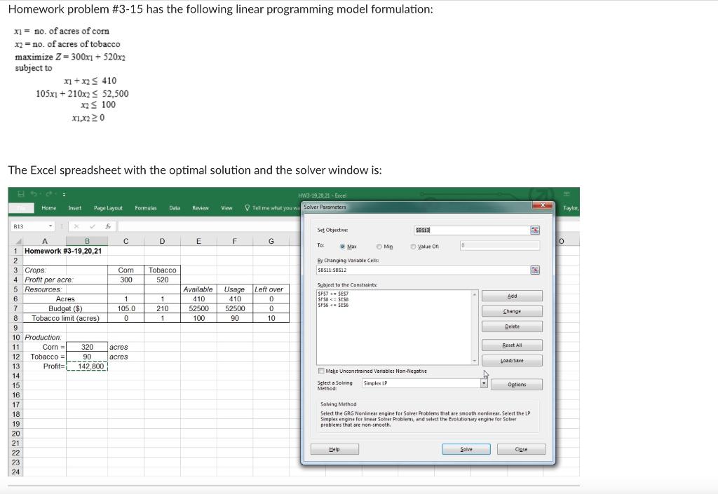 Solved Homework problem #3-15 has the following linear | Chegg.com