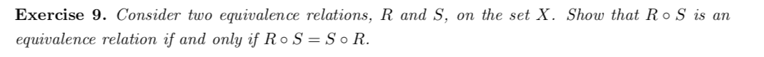 Solved Exercise 9. Consider two equivalence relations, R and | Chegg.com