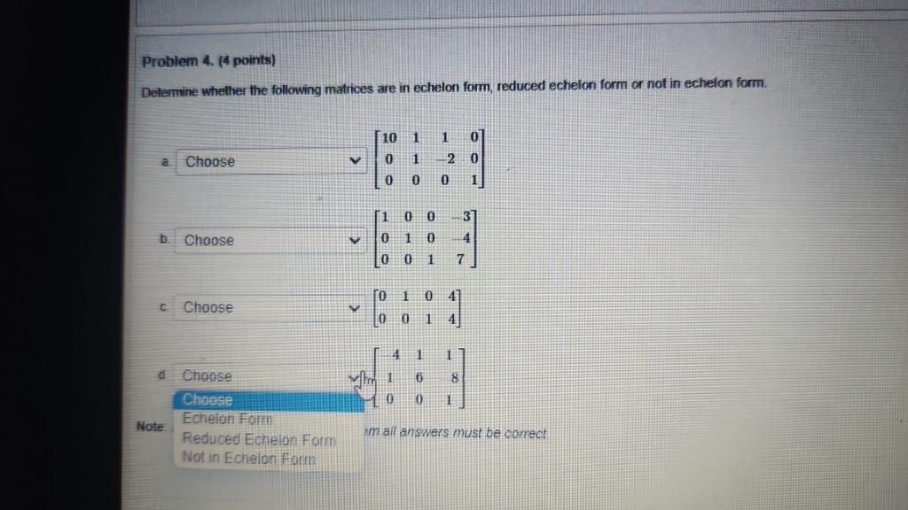 Solved Determine whether the following matrices are in | Chegg.com