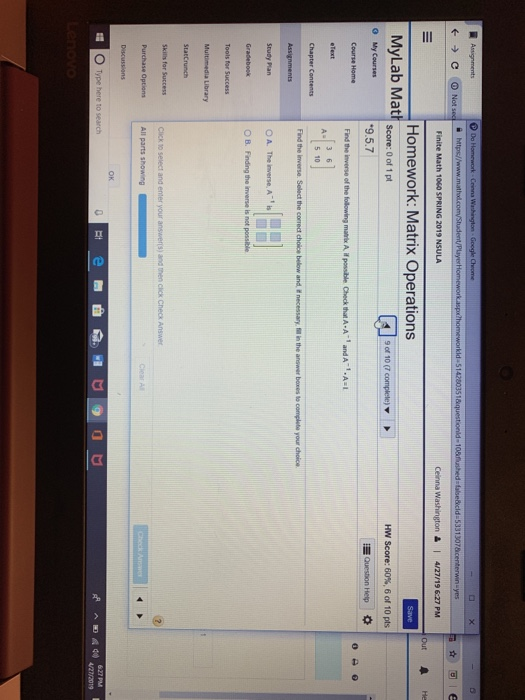 Solved Do yes Finite Math 1060 SPRING 2019 NSULA Ceinna Out | Chegg.com