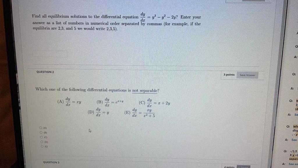 Solved dy Find all equilibrium solutions to the differential | Chegg.com