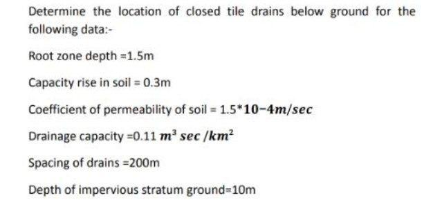 Determine the location of closed tile drains below | Chegg.com