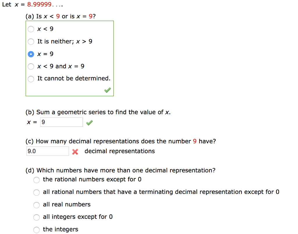 Solved Let x= 8.99999. (a) is x Solved Let x= 8.99999. (a) is x