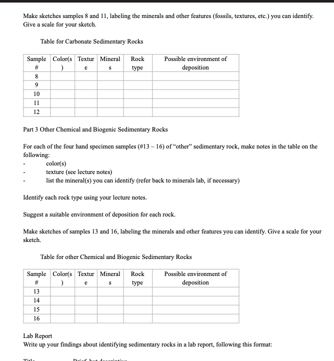 Solved Required materials Photos of rocks (on Blackboard) | Chegg.com
