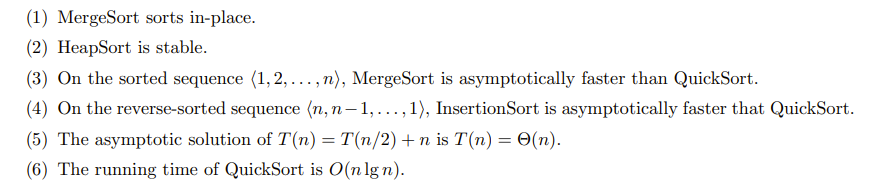 Solved Give a TRUE or FALSE for each one of the statements | Chegg.com