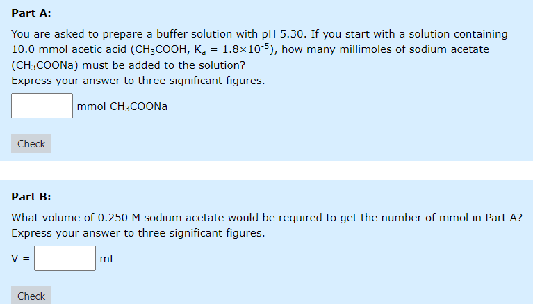 Solved Part A:You are asked to prepare a buffer solution | Chegg.com