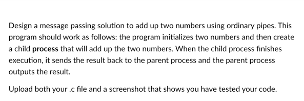 Solved Design a message passing solution to add up two | Chegg.com