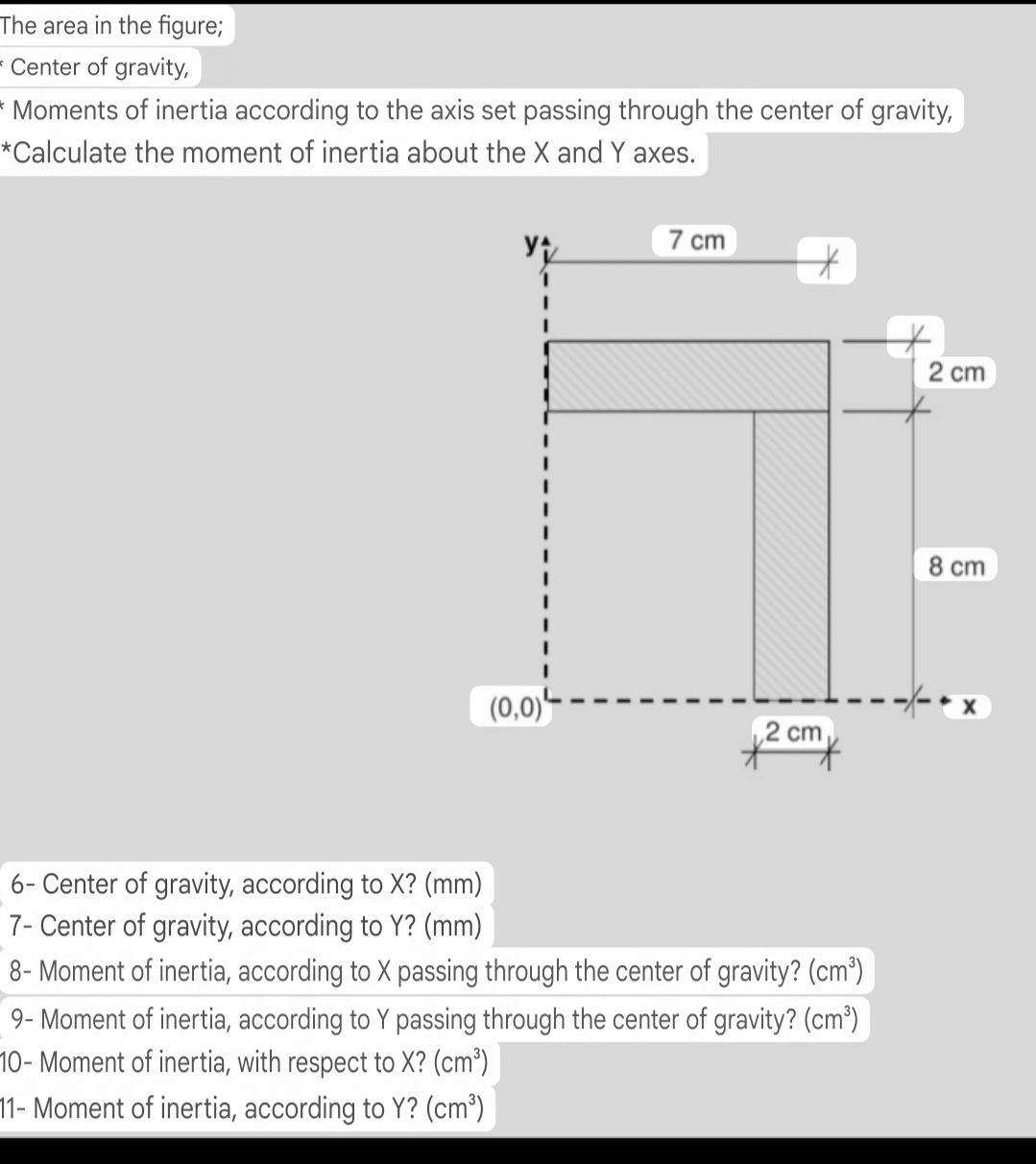 6- ﻿Center of ﻿gravity, according to x ? (mm)7- | Chegg.com