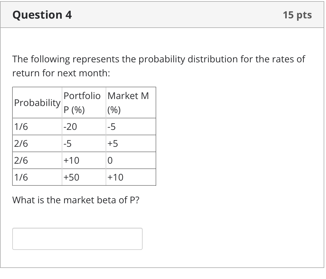 Solved Question 4The following represents the probability | Chegg.com
