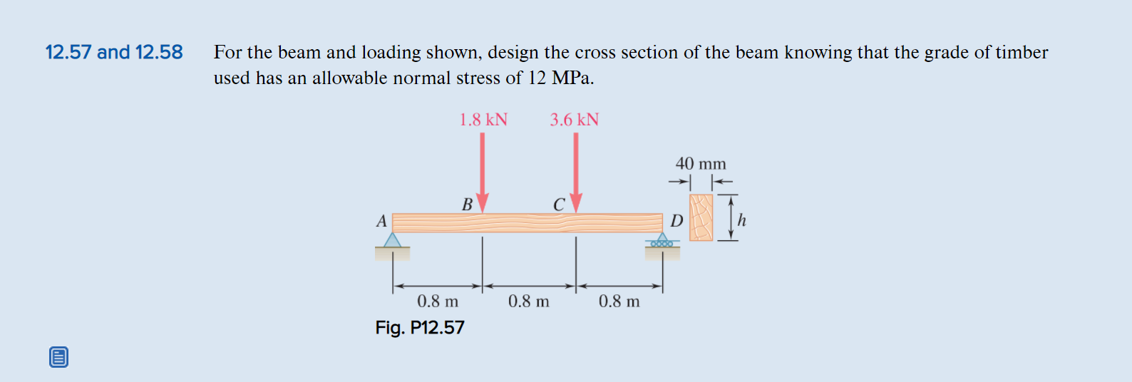 Solved for the beam and loading shown below design the cross | Chegg.com