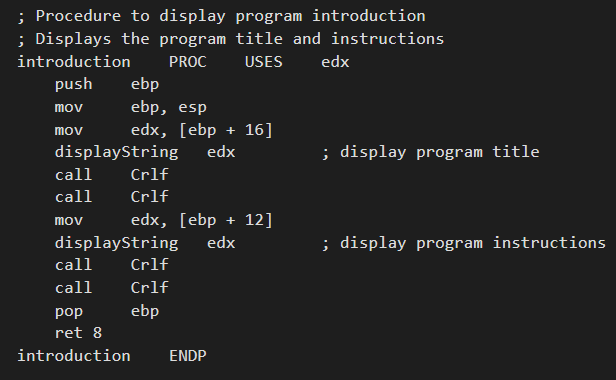 Solved INCLUDE Irvine32.inc ; Macro to get a string input | Chegg.com