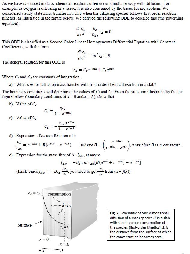 Solved DAS -CA = 0 As we have discussed in class, chemical | Chegg.com