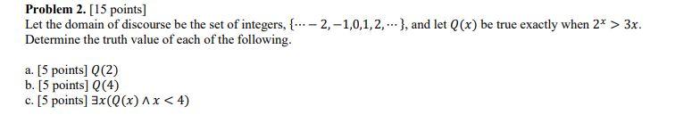 Solved Problem 2. [15 points] Let the domain of discourse be | Chegg.com