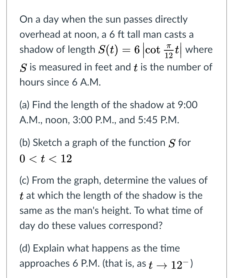 Solved On a day when the sun passes directly overhead at | Chegg.com