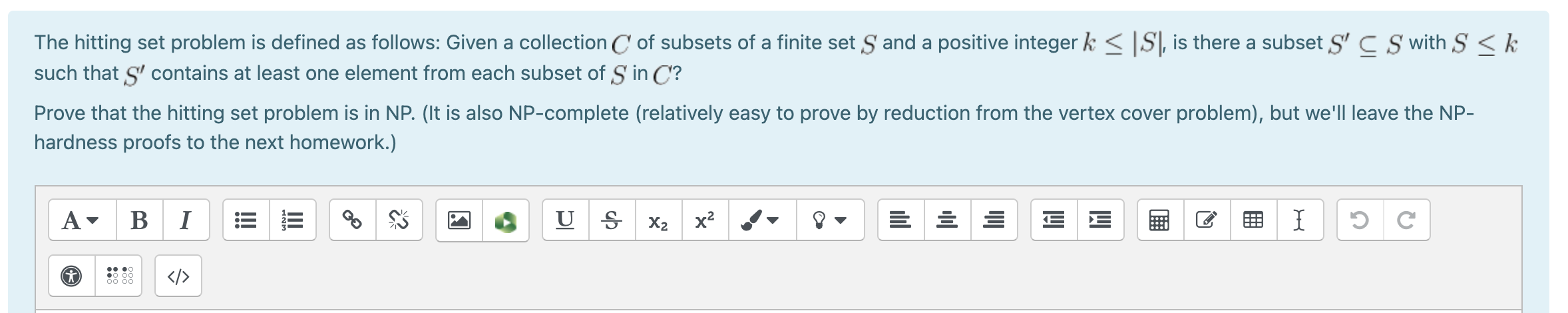 Solved The hitting set problem is defined as follows: Given | Chegg.com
