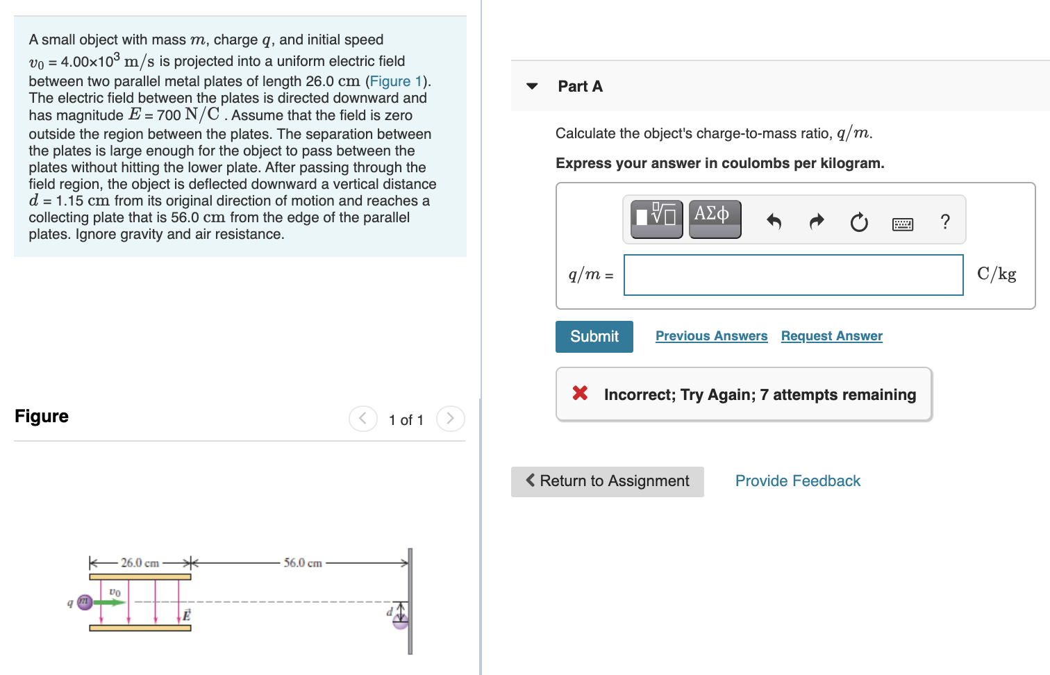 Solved Part A A small object with mass m, charge q, and | Chegg.com