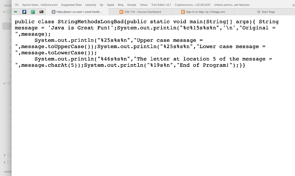 Solved Public Class Stringmethodslongbad Public Static Void 